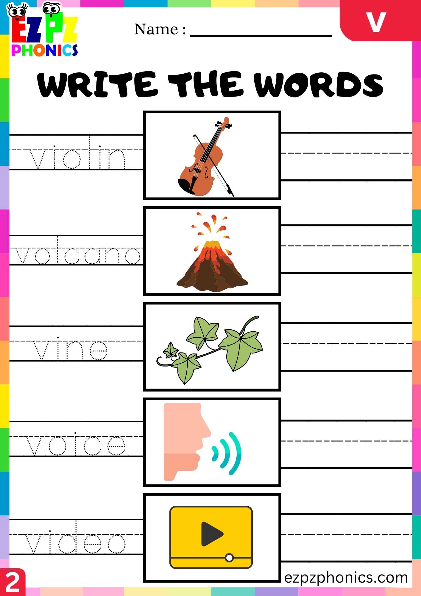 Group2 Letter V Write The Words Beginning Sounds Worksheet - ezpzphonics.com